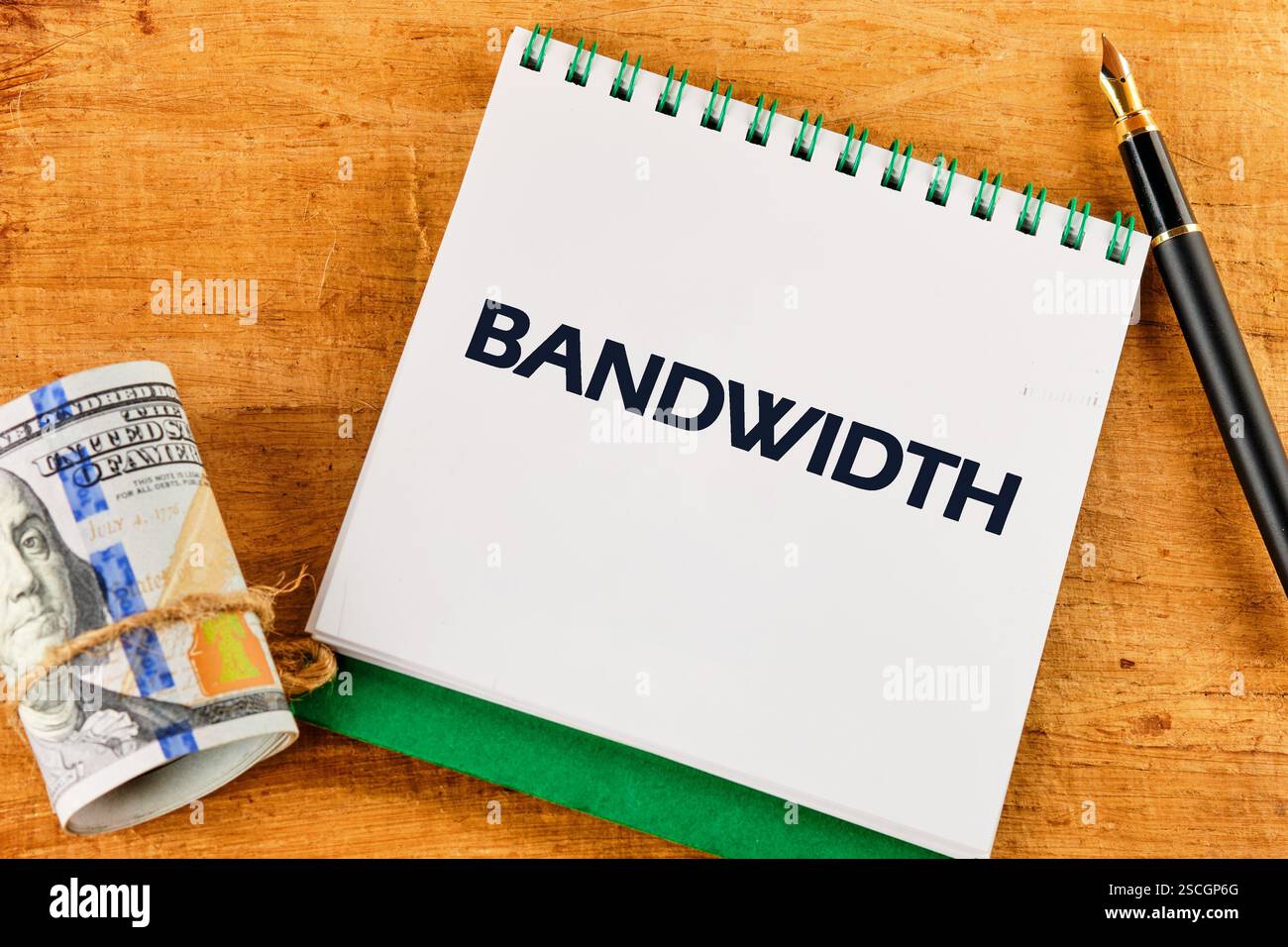 A notepad displays the word bandwidth prominently, emphasizing the ...