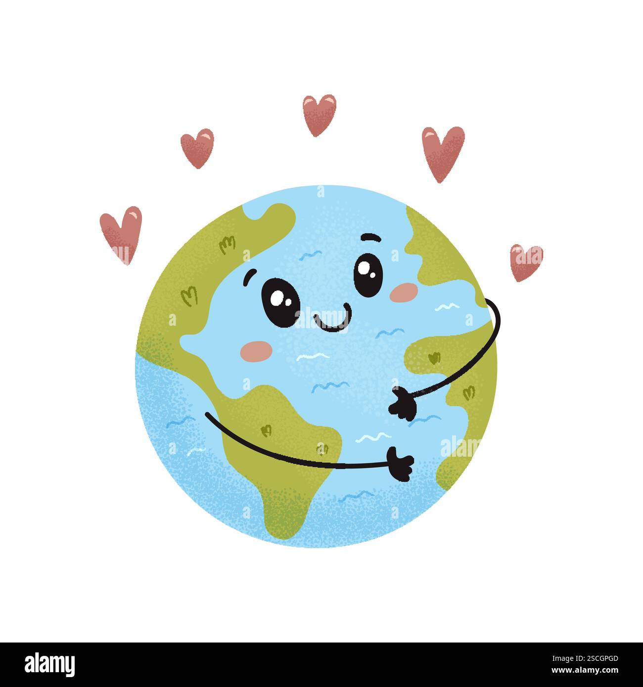 Cute planet earth hugging itself, ecology, vector illustration Stock ...
