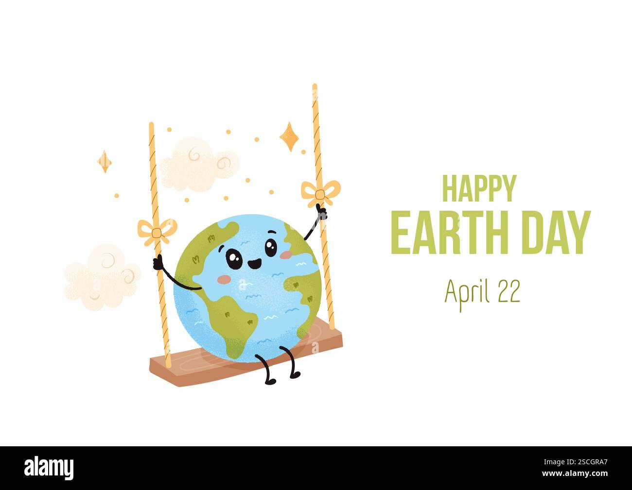 Cute earth day banner april 22 , ecology. Vector illustration Stock ...