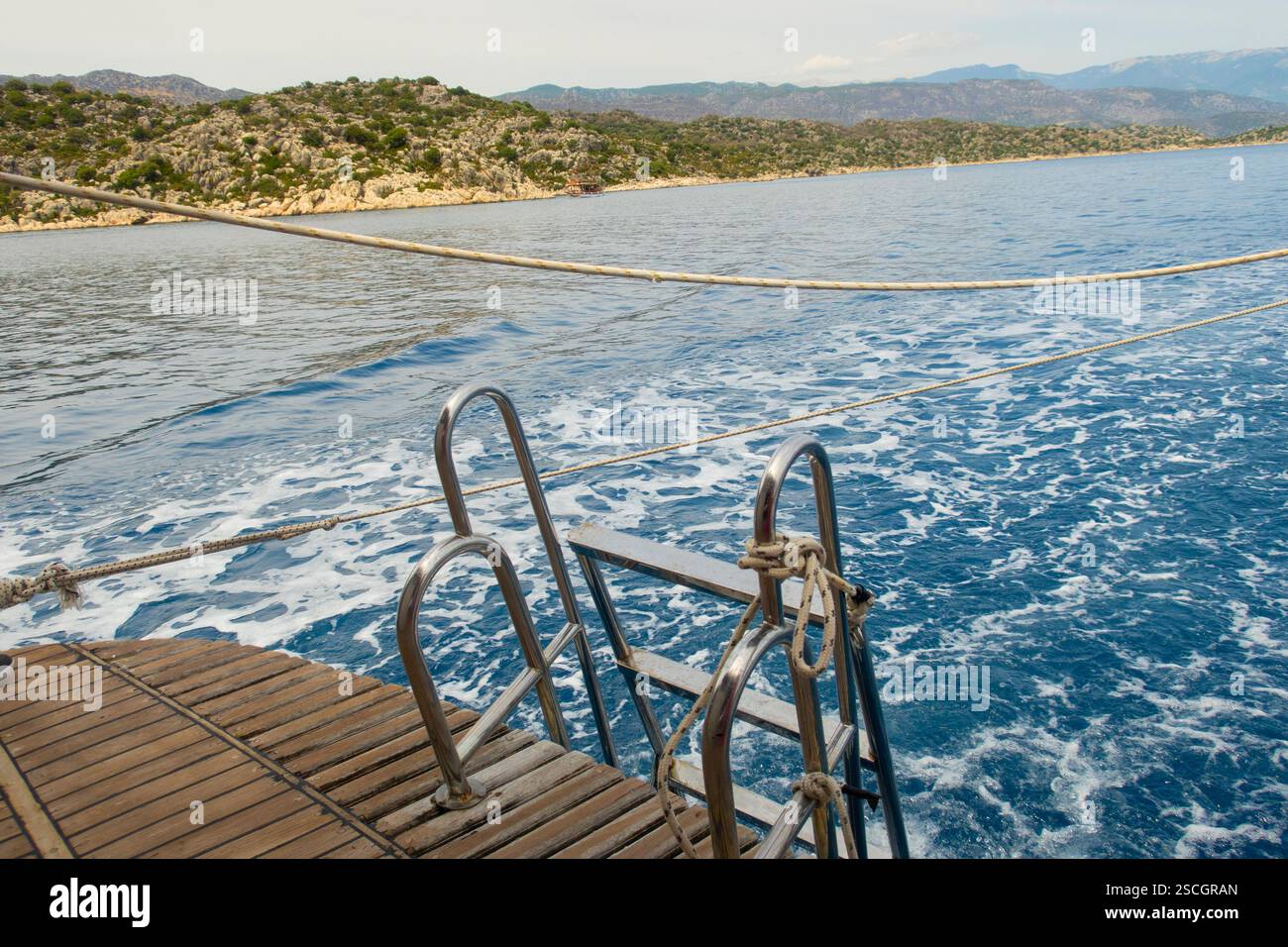 Ship ladder against the sea. Close Up Stock Photo - Alamy