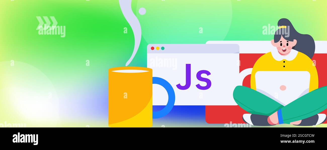 Programming teaching development flat character vector concept operation hand drawn illustration ...