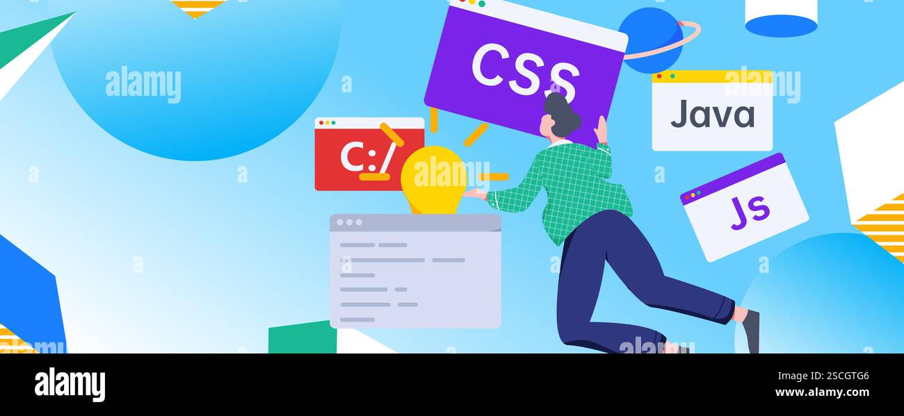 Programming teaching development flat character vector concept ...