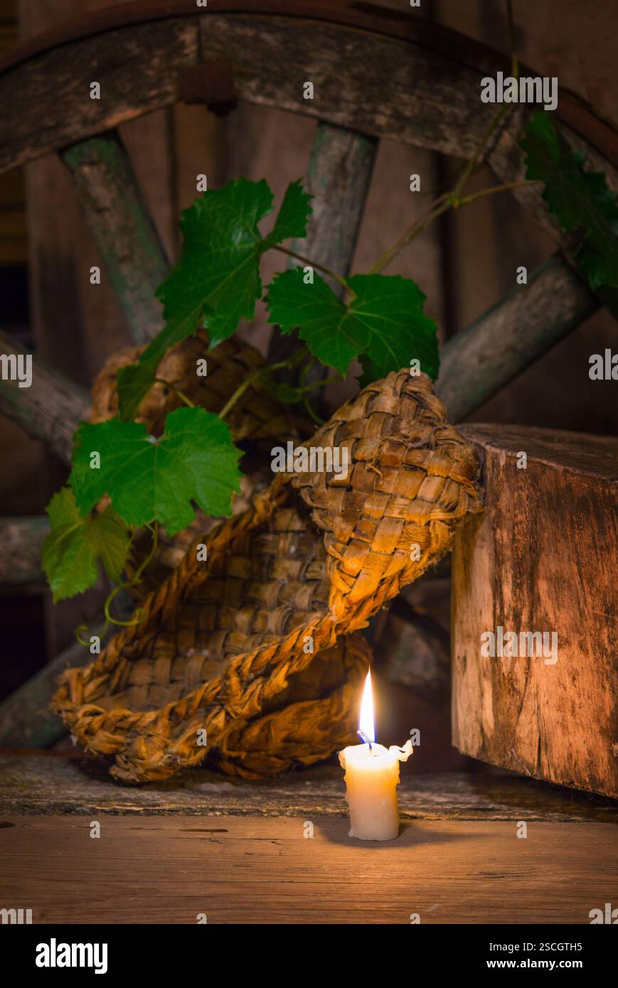 Retro still life with objects of ancient household utensils Stock Photo ...