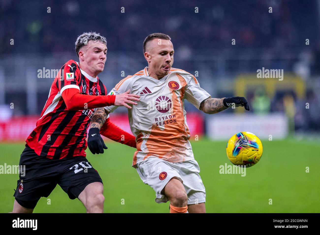 AC Milan's Alex Jimenez and Angelino as roma during the Coppa Italia ...
