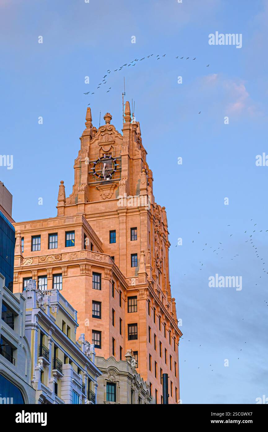 Exterior architecture of the Telefonica Building in Gran Via Stock ...