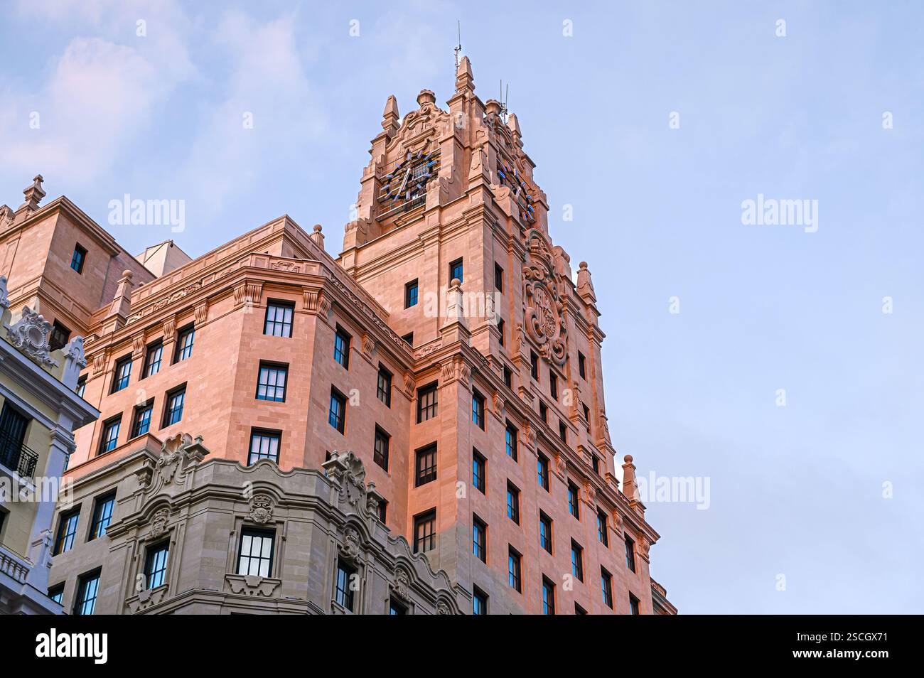 Exterior architecture of the Telefonica Building in Gran Via Stock ...