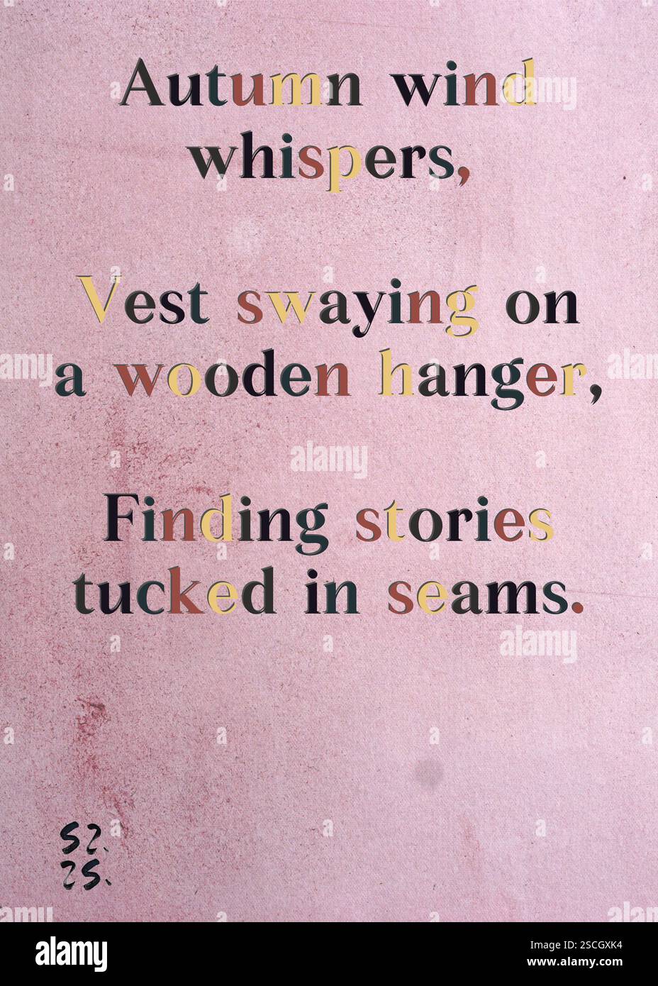 Autumn wind whispers, Vest swaying on a wooden hanger, Finding stories ...