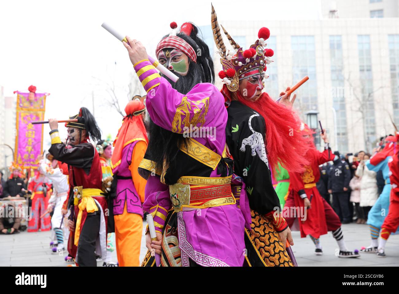 Folk artists perform Yingge dance to celebrate the Spring Festival in ...