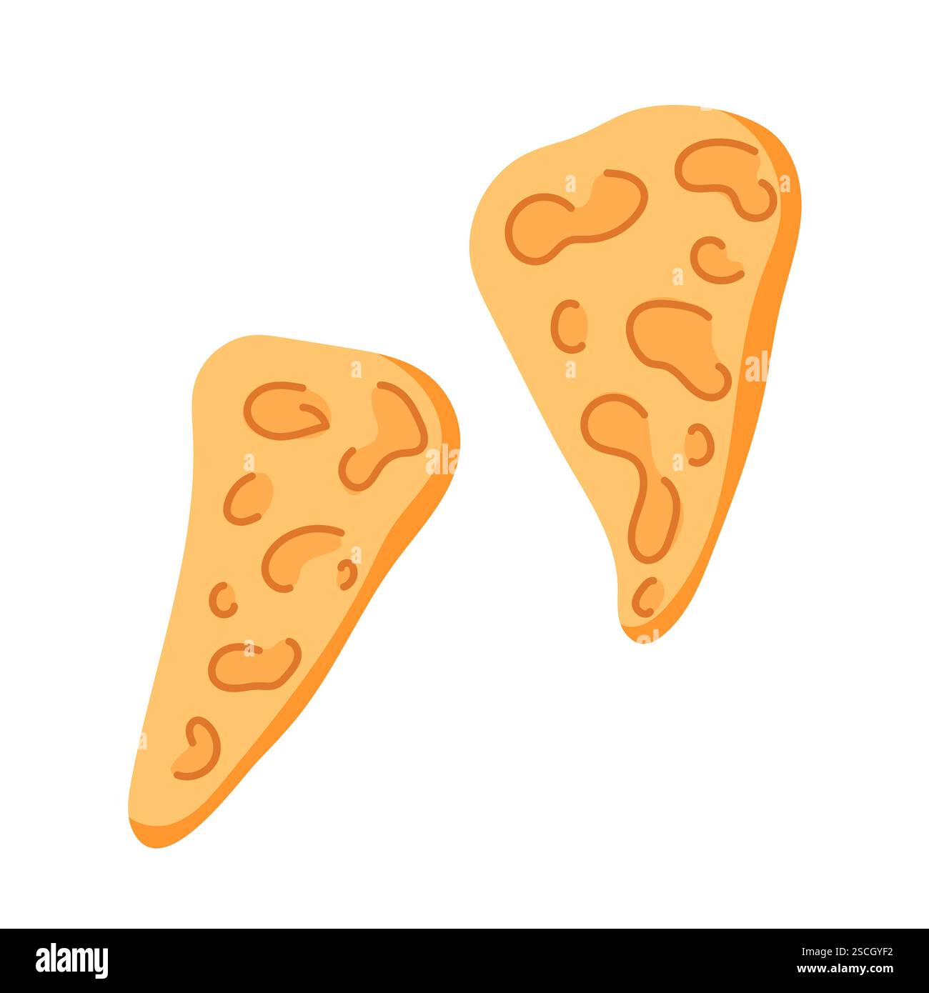 Slice of flatbread with an texture in cartoon style. Pita, tortilla ...