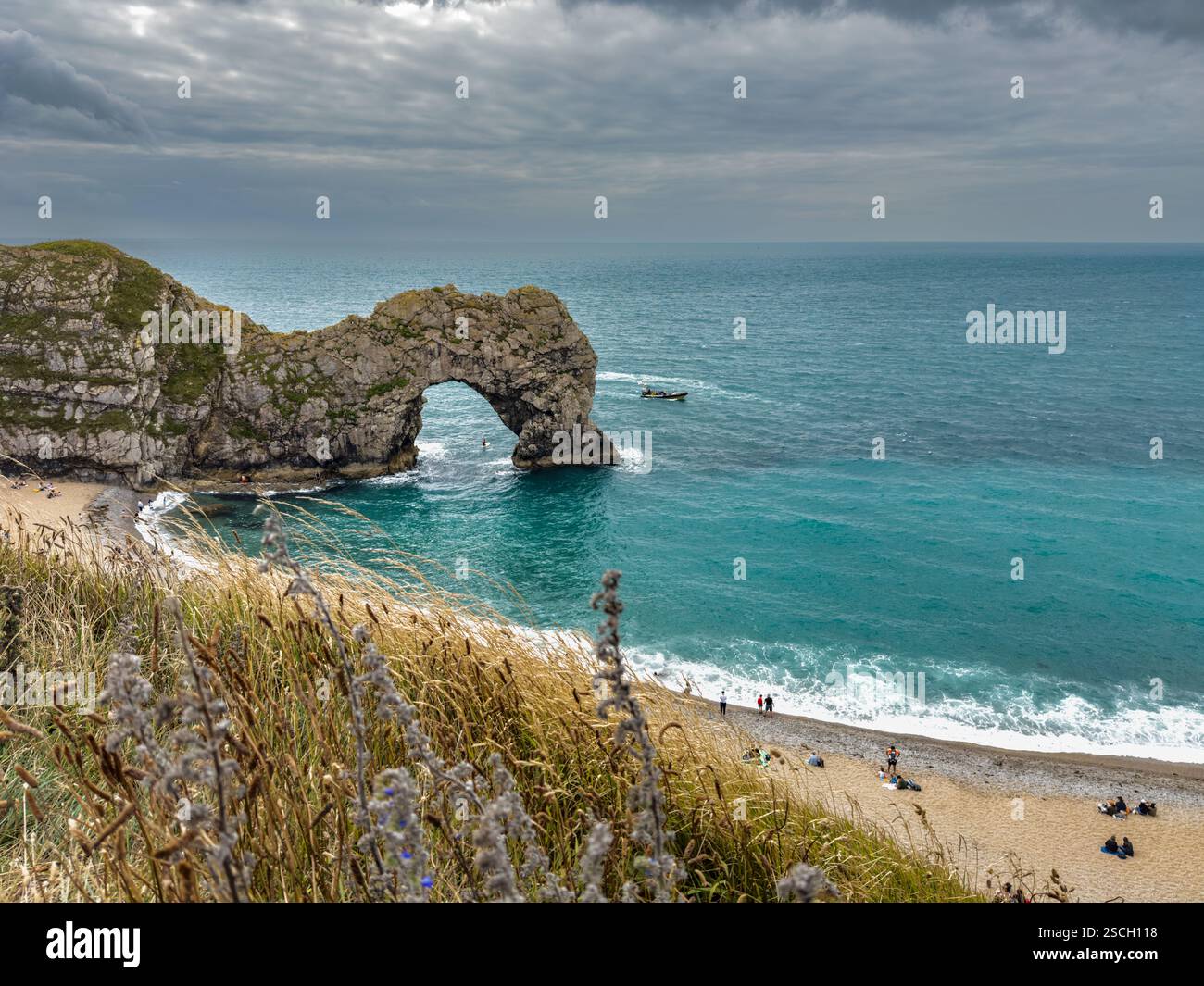 Durdle Door, famous rock bridge at the Jurassic Coast in Dorset ...