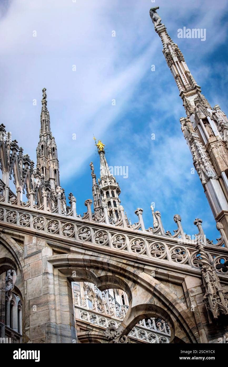 Duomo, Italy, Madonnina, Milan, Milano, cathedral, spires Stock Photo ...
