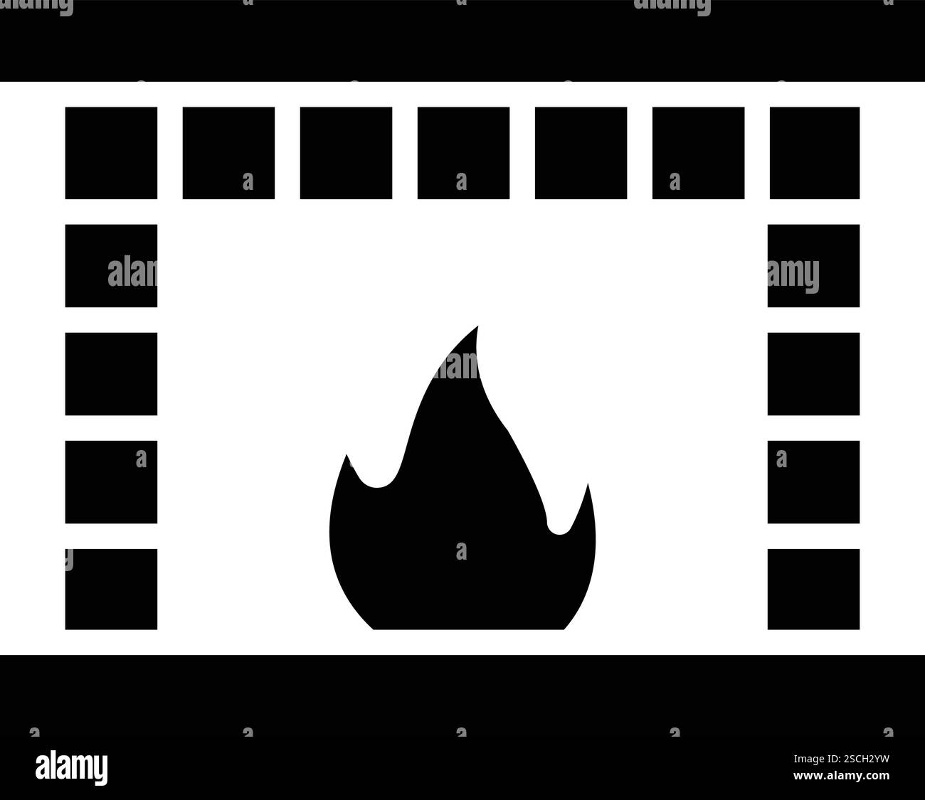 Fireplace vector icon winter Black and White Stock Photos & Images - Alamy