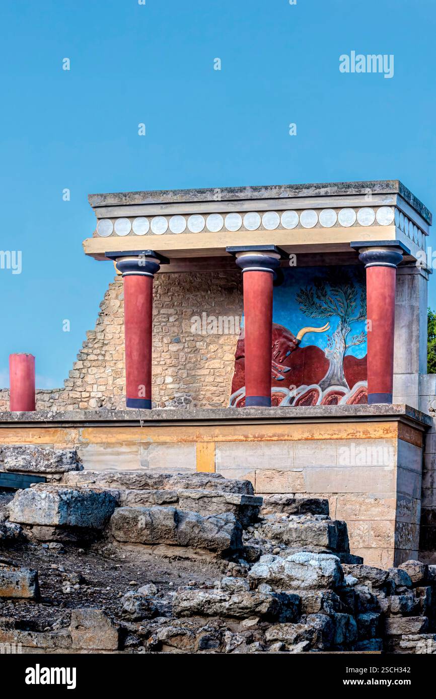 Archeology, Crete, Greece, Greek Islands, Knossos, Reconstructed North Entrance, ancient Minoan ...
