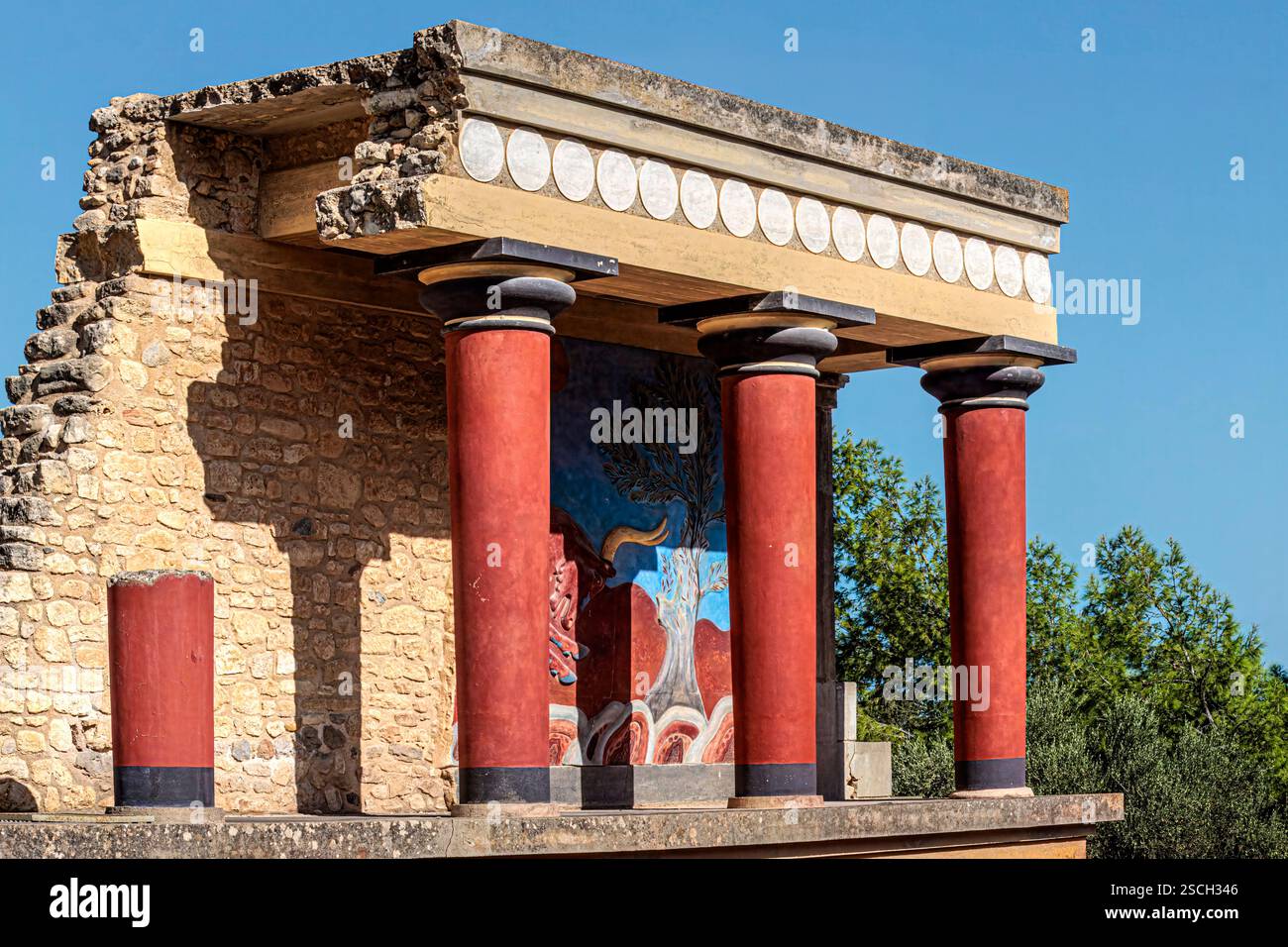 Archeology, Crete, Greece, Greek Islands, Knossos, Reconstructed North Entrance, ancient Minoan ...
