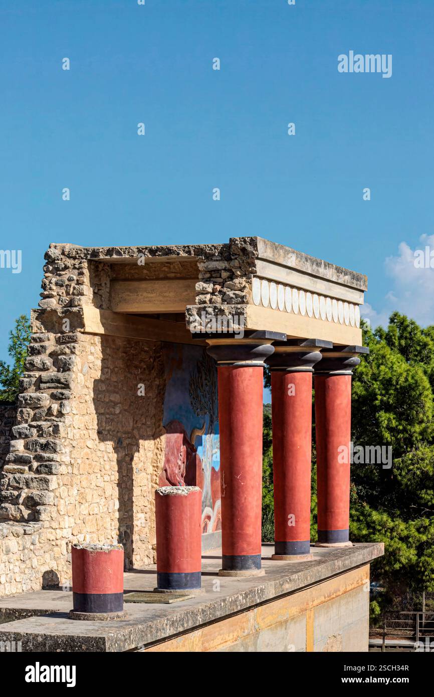 Archeology, Crete, Greece, Greek Islands, Knossos, Reconstructed North Entrance, ancient Minoan ...