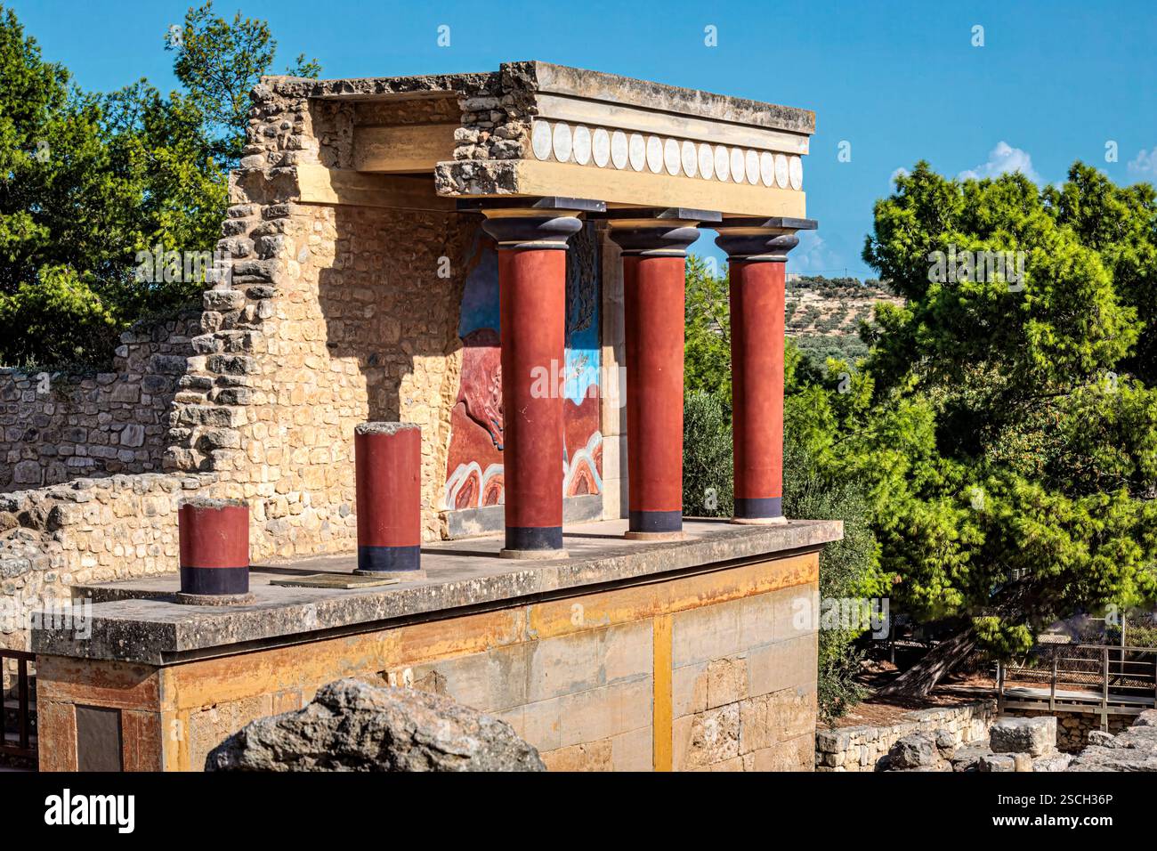 Archeology, Crete, Greece, Greek Islands, Knossos, Reconstructed North Entrance, ancient Minoan ...