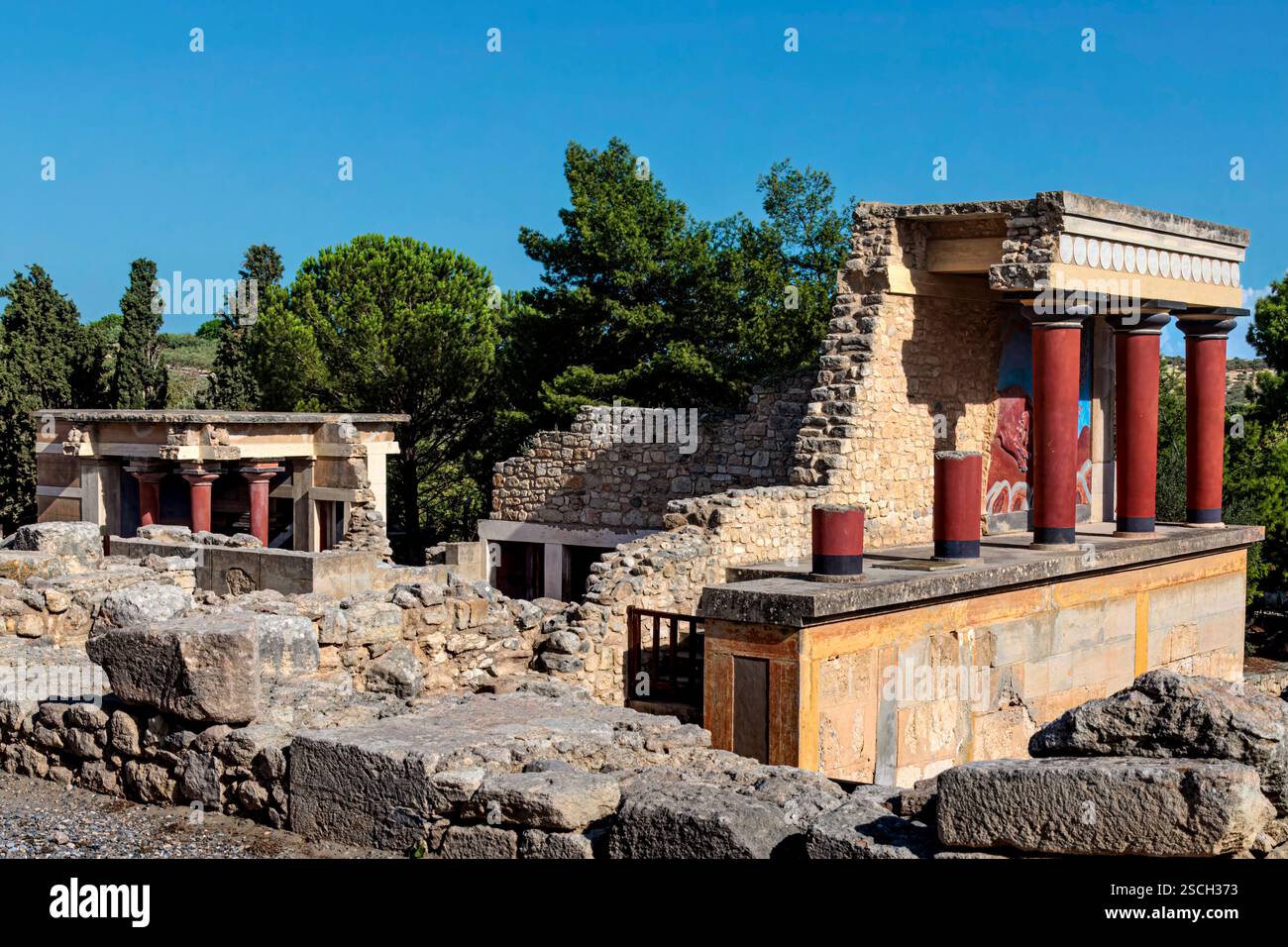 Archeology, Crete, Greece, Greek Islands, Knossos, Reconstructed North Entrance, ancient Minoan ...