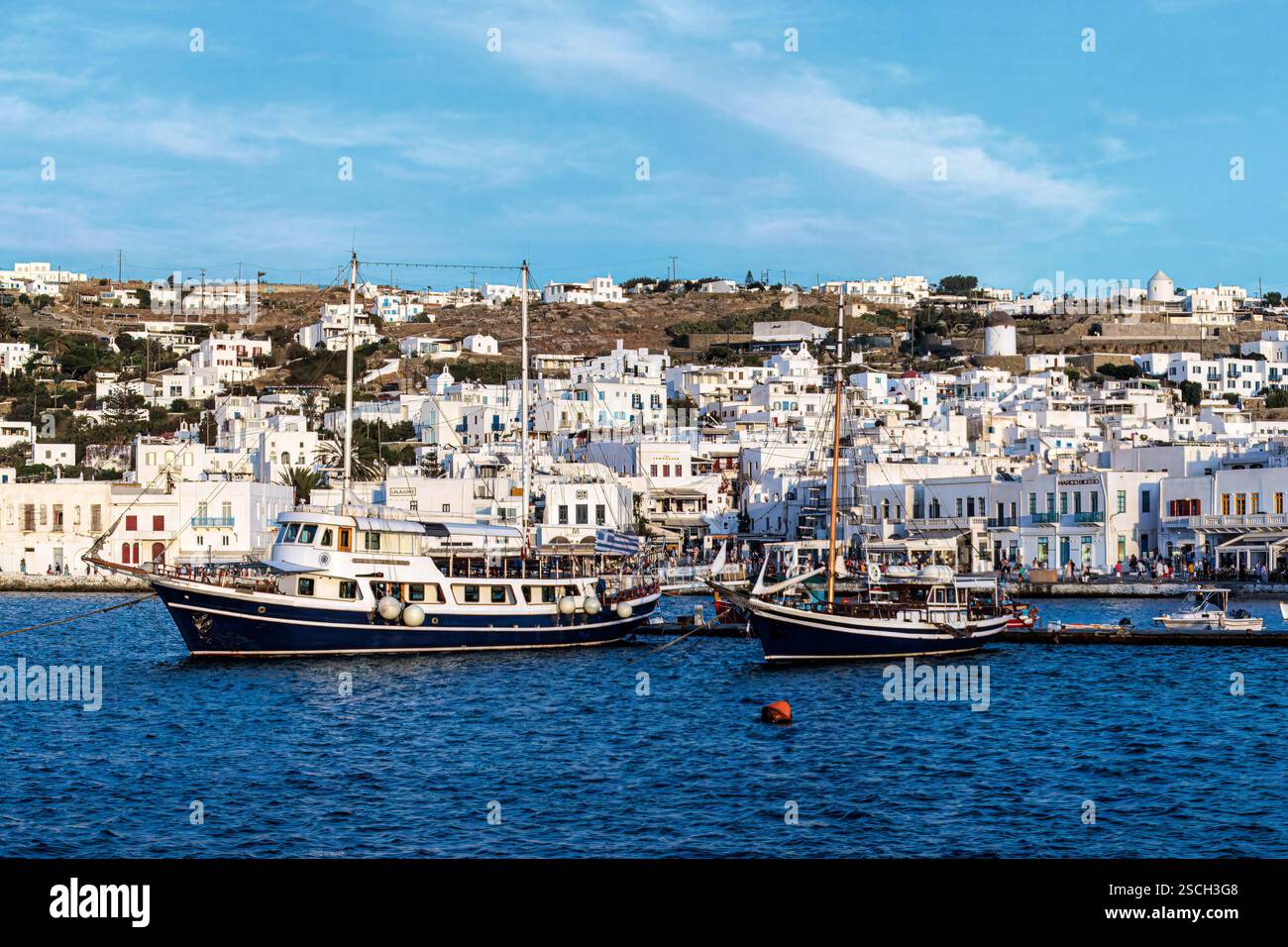 Greece, Greek Islands, Mykonos, white painted stucco houses Stock Photo ...
