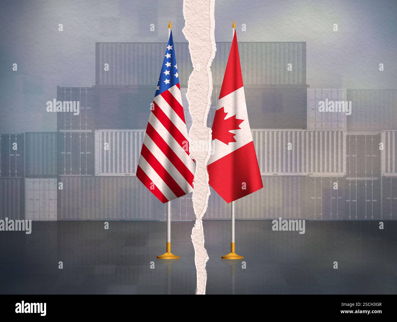 Canada,US trade dispute concept background.US,Canada trade war Stock ...