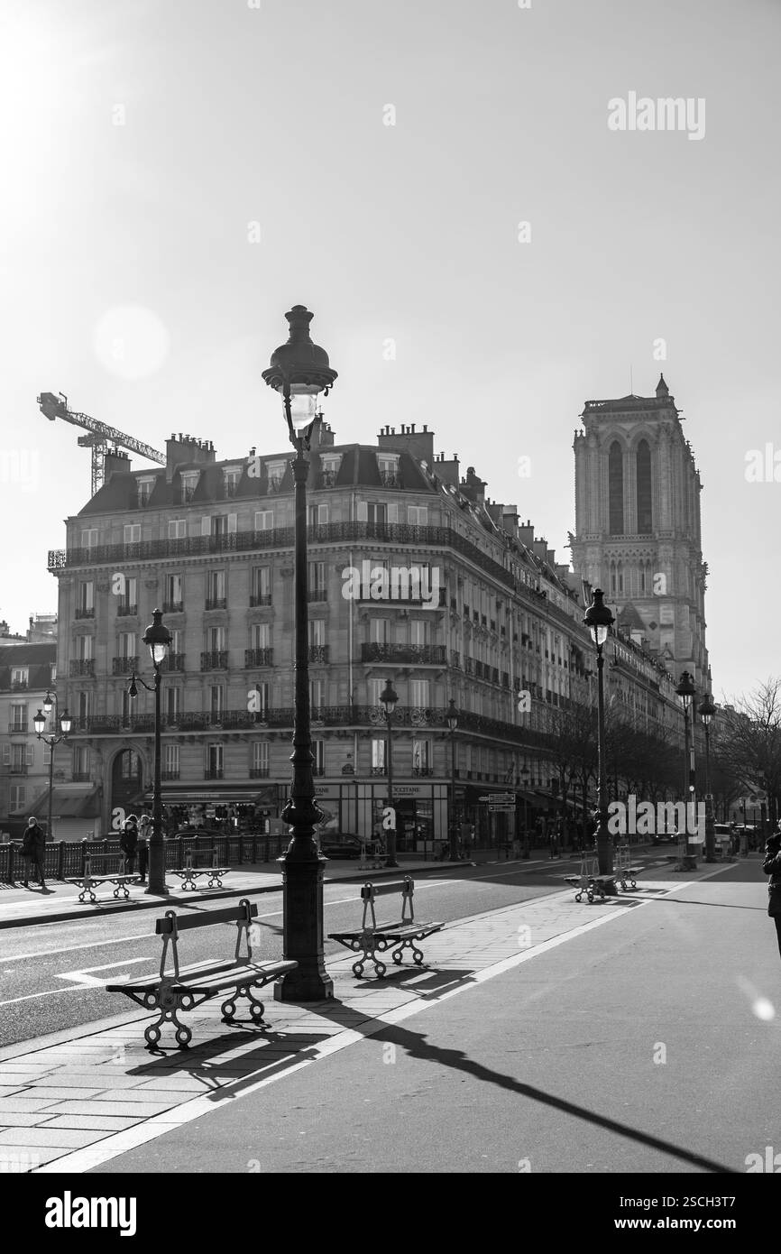 Paris, France - January 24, 2022: General street view from Paris, the ...