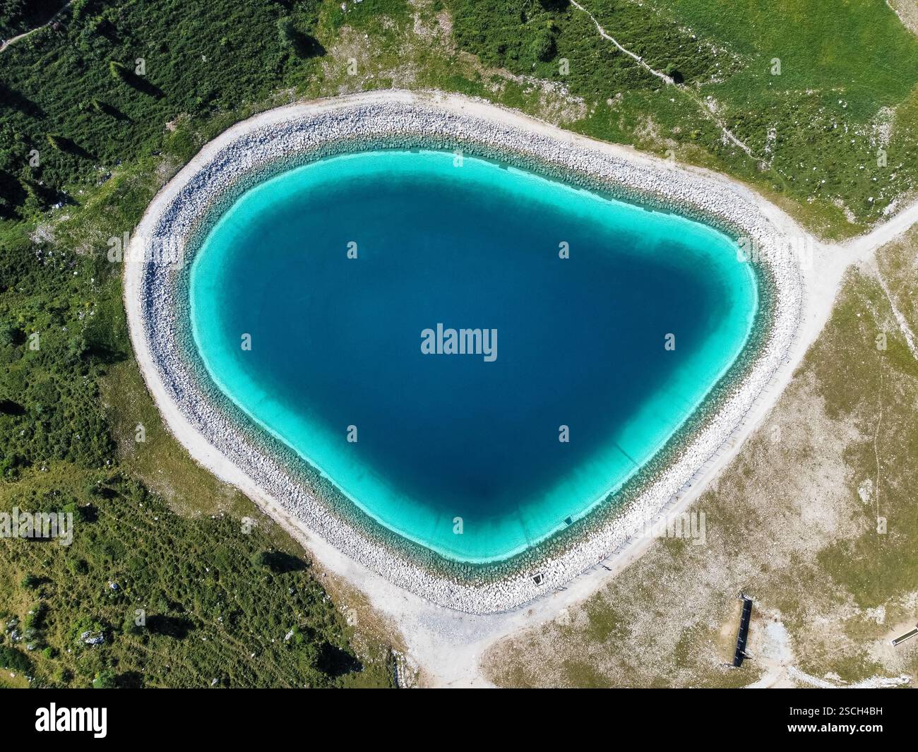 the beautiful colors of an artificial lake seen from above Stock Photo ...