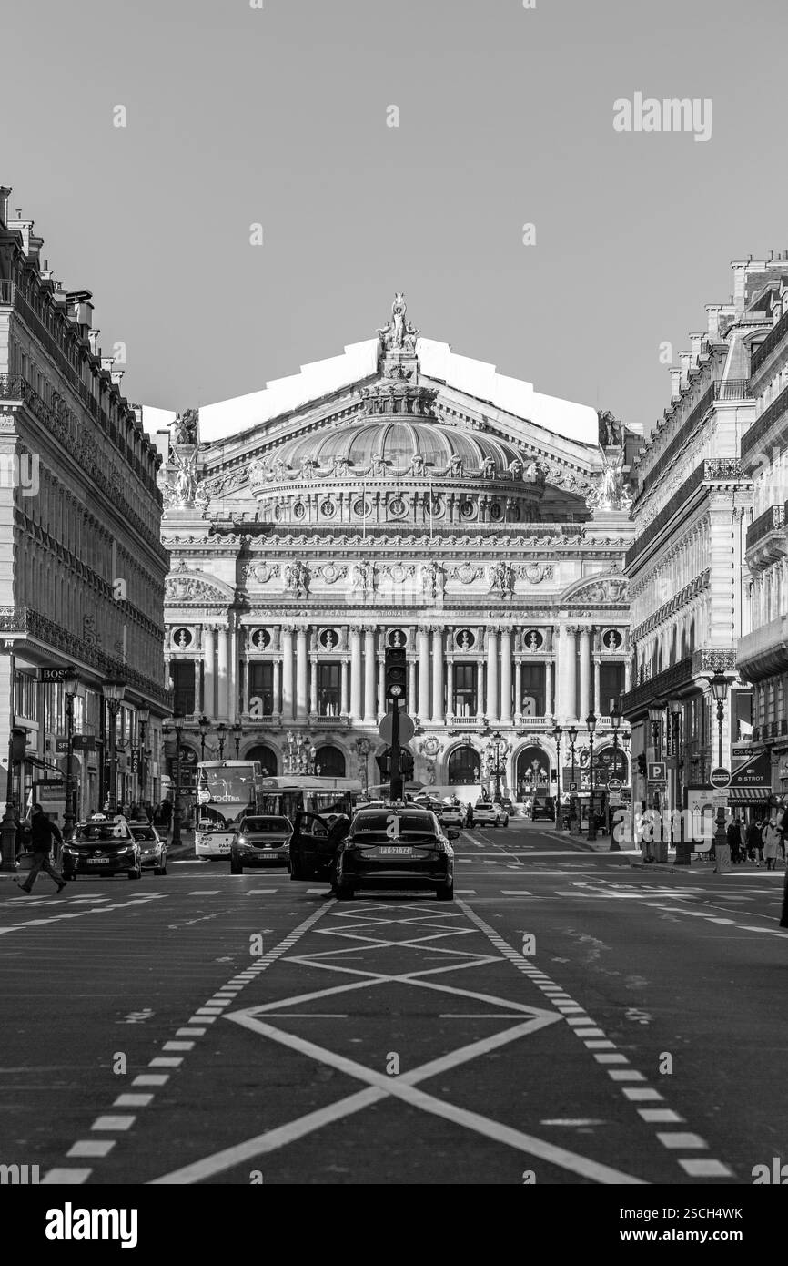 Paris, France - January 24, 2022: Front view of the famous Garnier ...