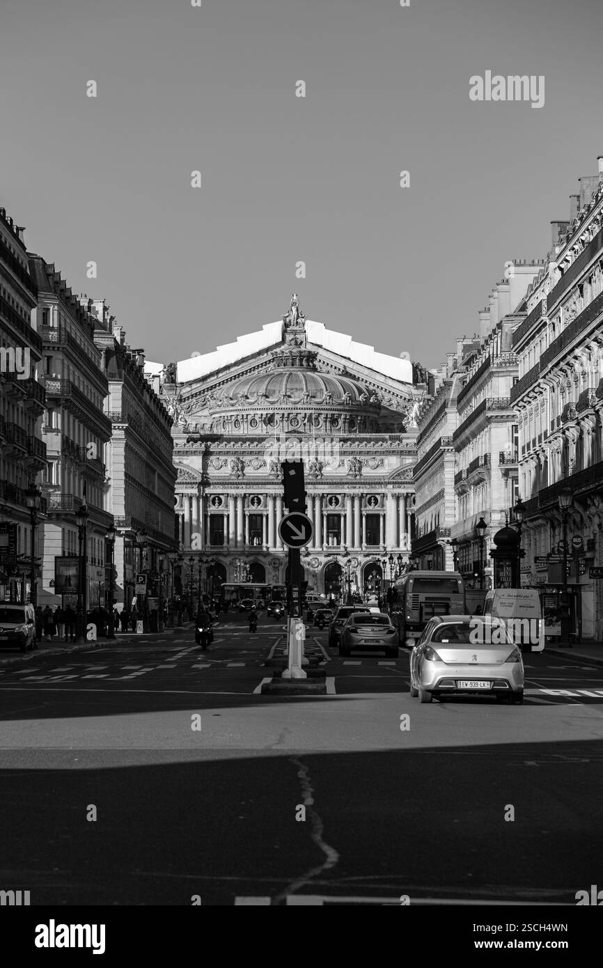 Paris, France - January 24, 2022: Front view of the famous Garnier ...