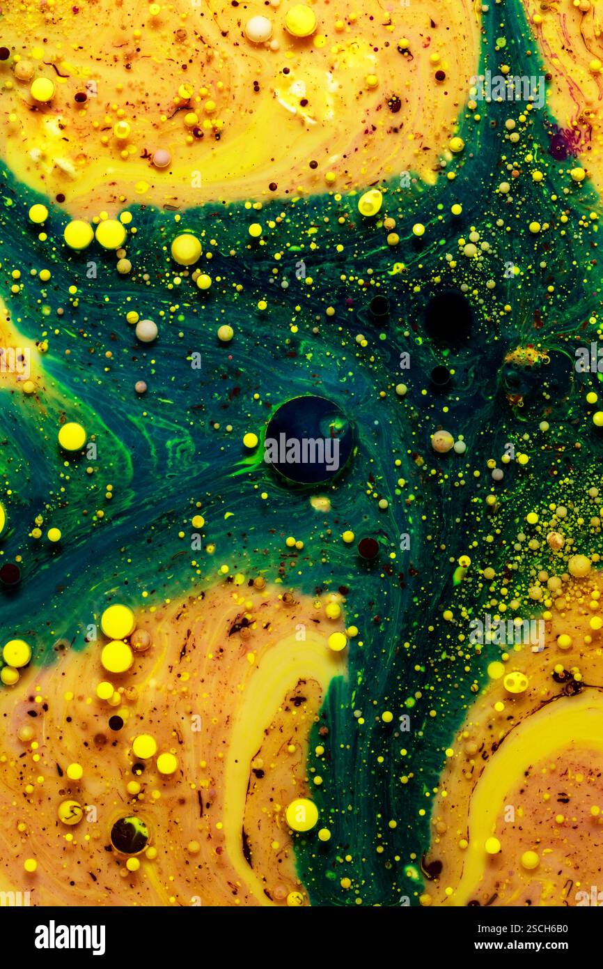 Stunning creative macro abstract still-life of colour infused milk and ...