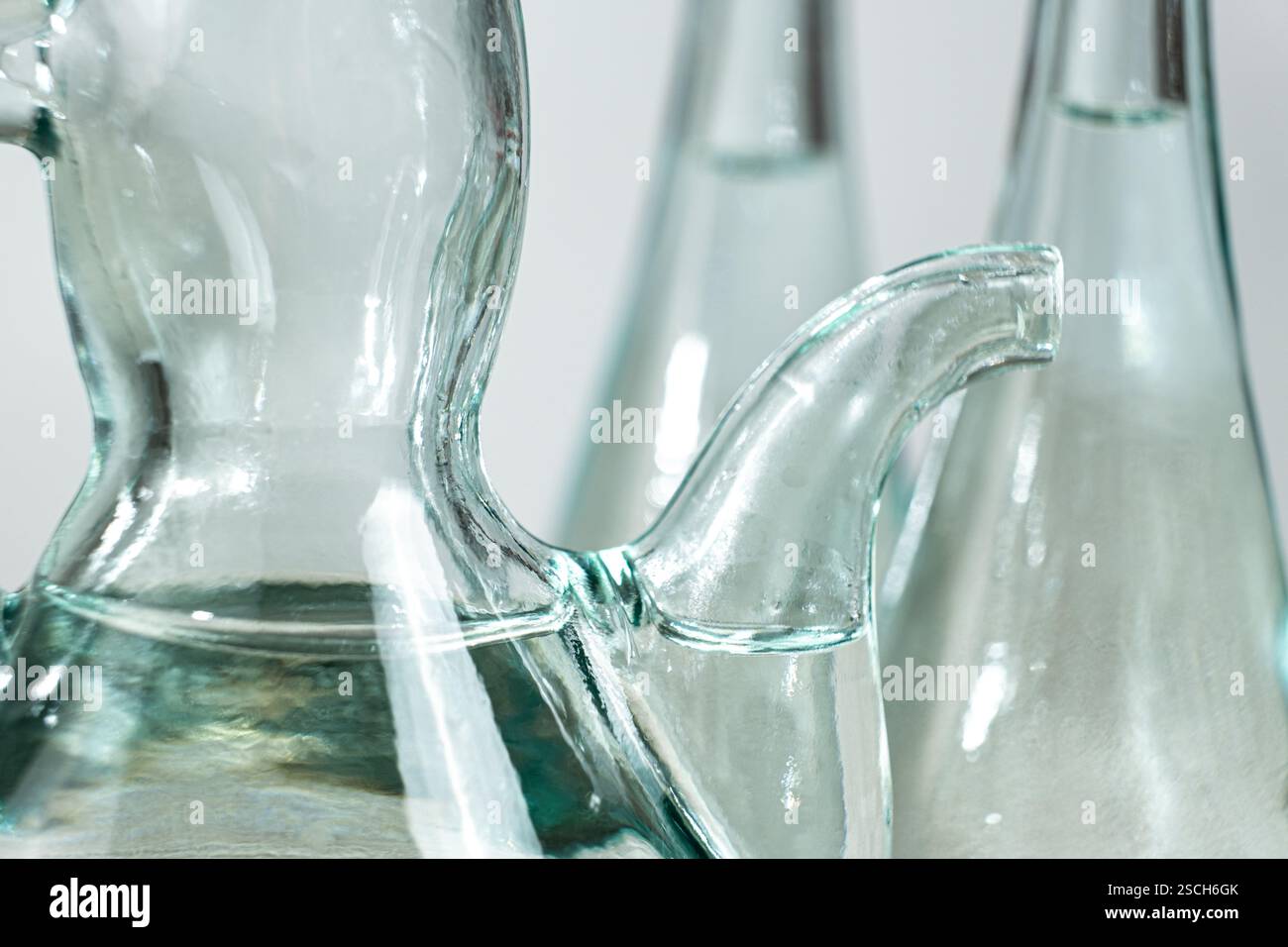 White distilled vinegar in a glass vinegar container cruet Stock Photo ...