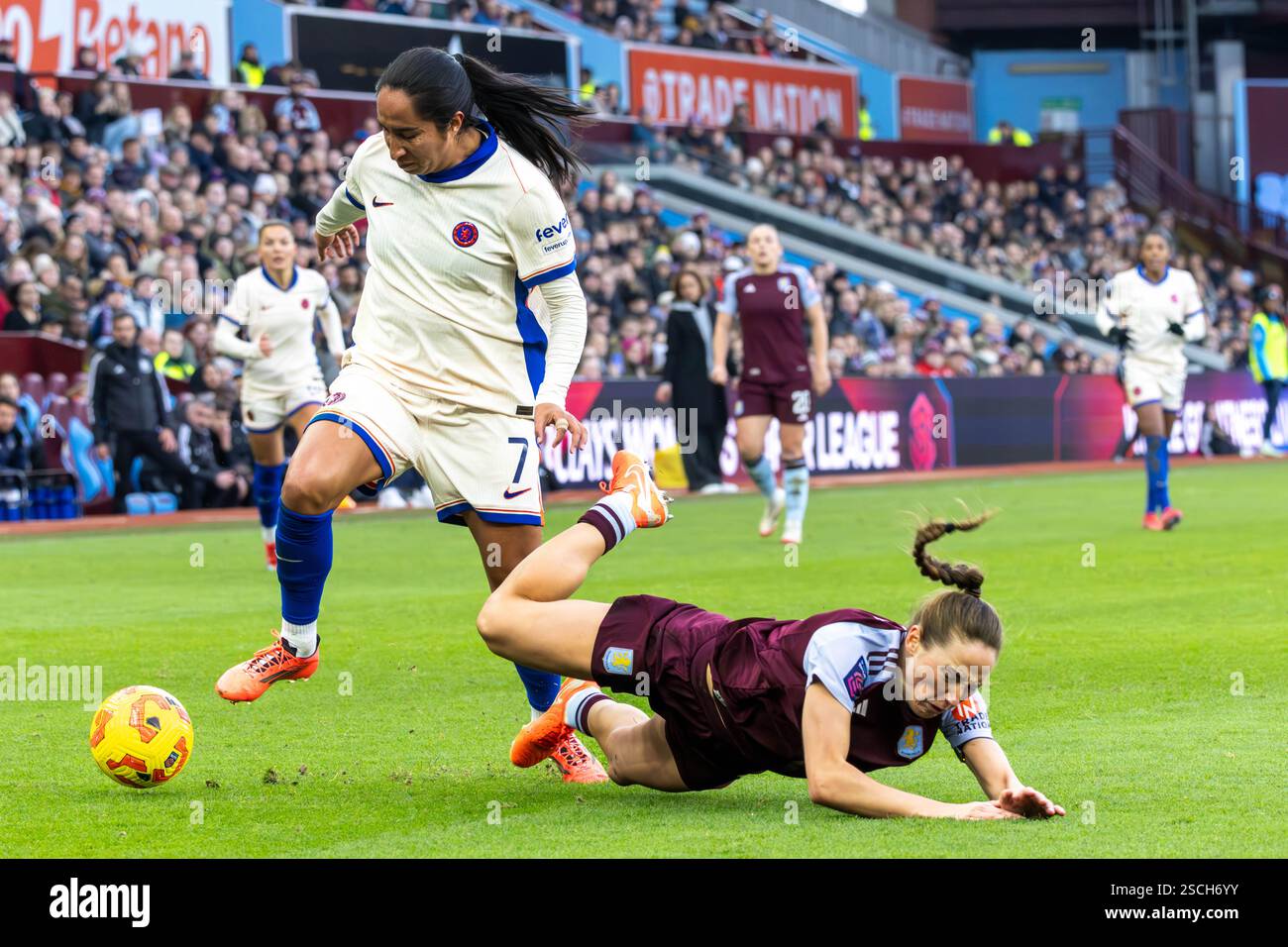 Lucy Parker (15) and Mayra Ramírez (7) in action during Barcleys FA ...