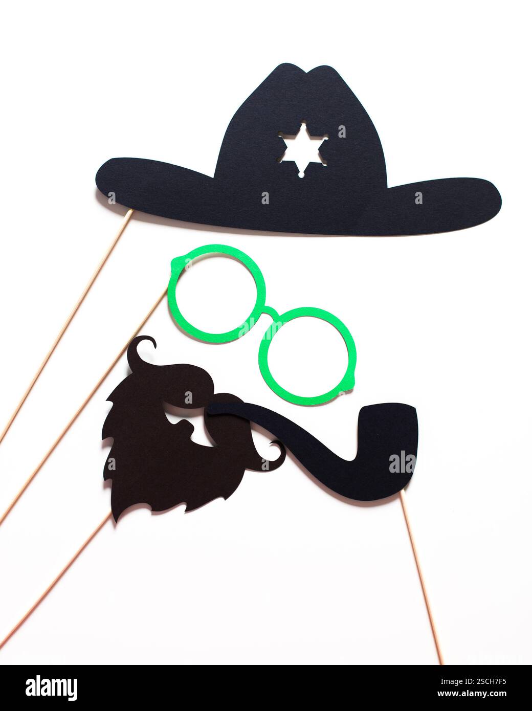 Fun party props including glasses, mustache, hat and pipe for ...