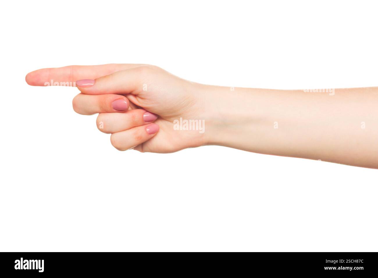 Hand pointing to the right indicating direction and suggesting movement ...