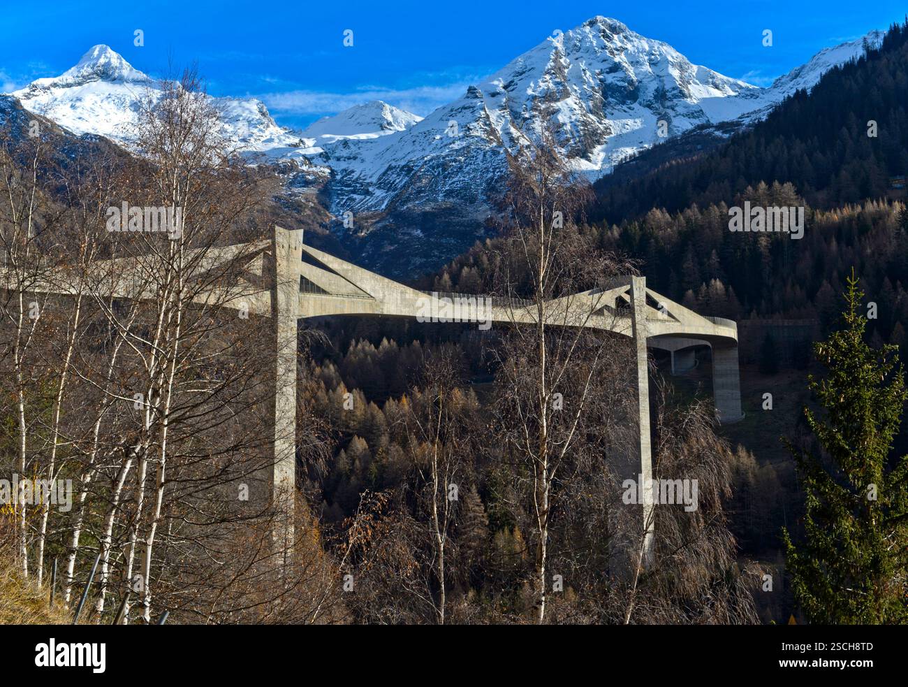 Bridge arch of the Ganter Bridge on the Simplon Pass road, Valais ...
