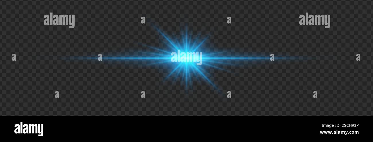 Blue light flare with a radiant glow and lens reflections on a ...
