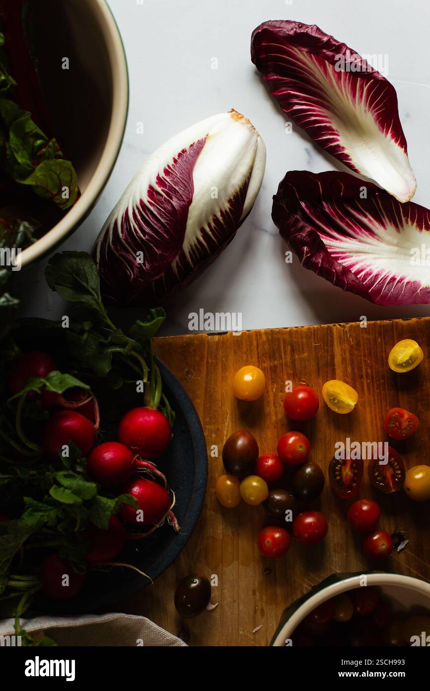 Fresh vegetables on marble hi-res stock photography and images - Alamy