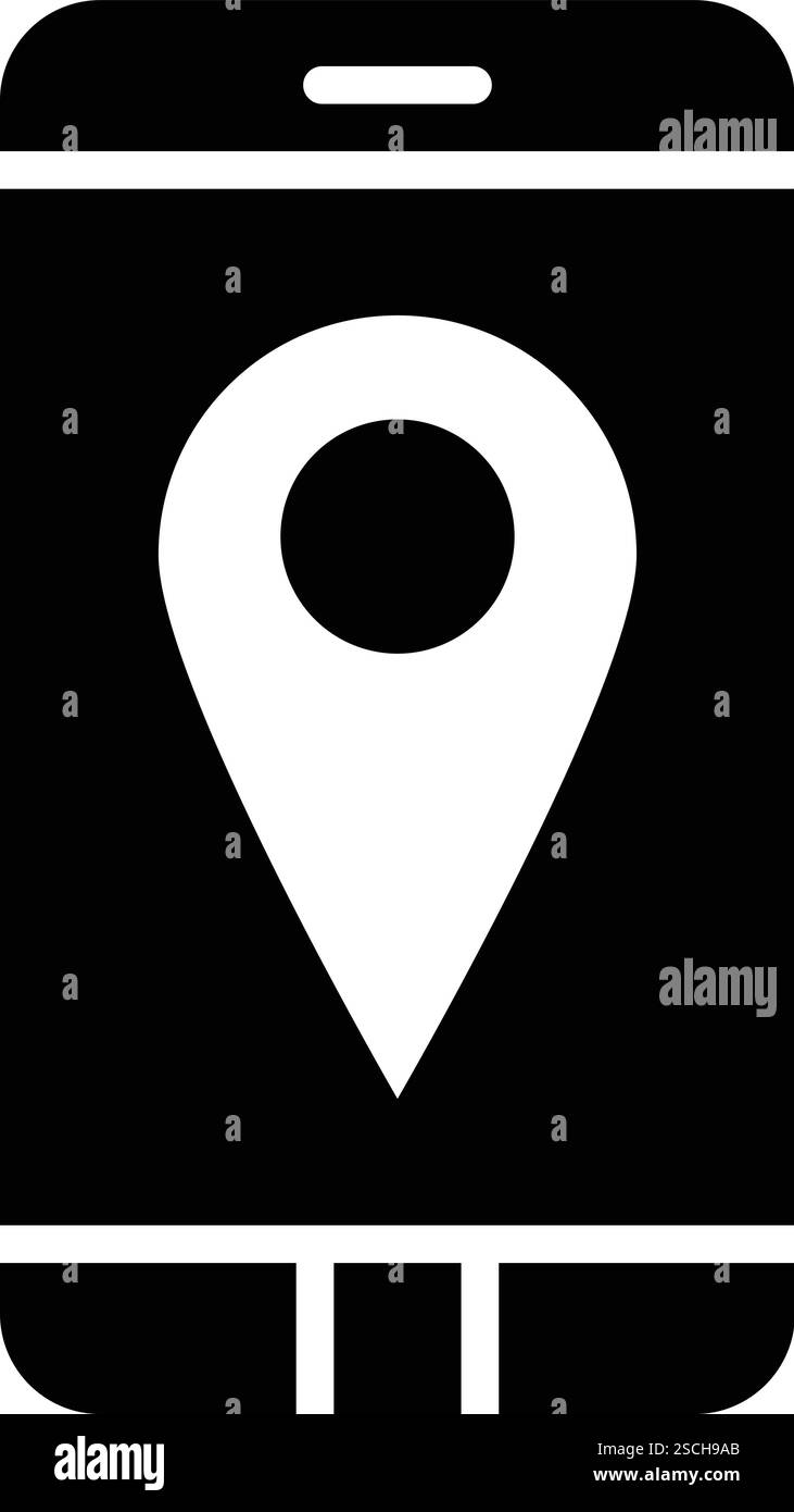 Mobile gps flat design Black and White Stock Photos & Images - Alamy