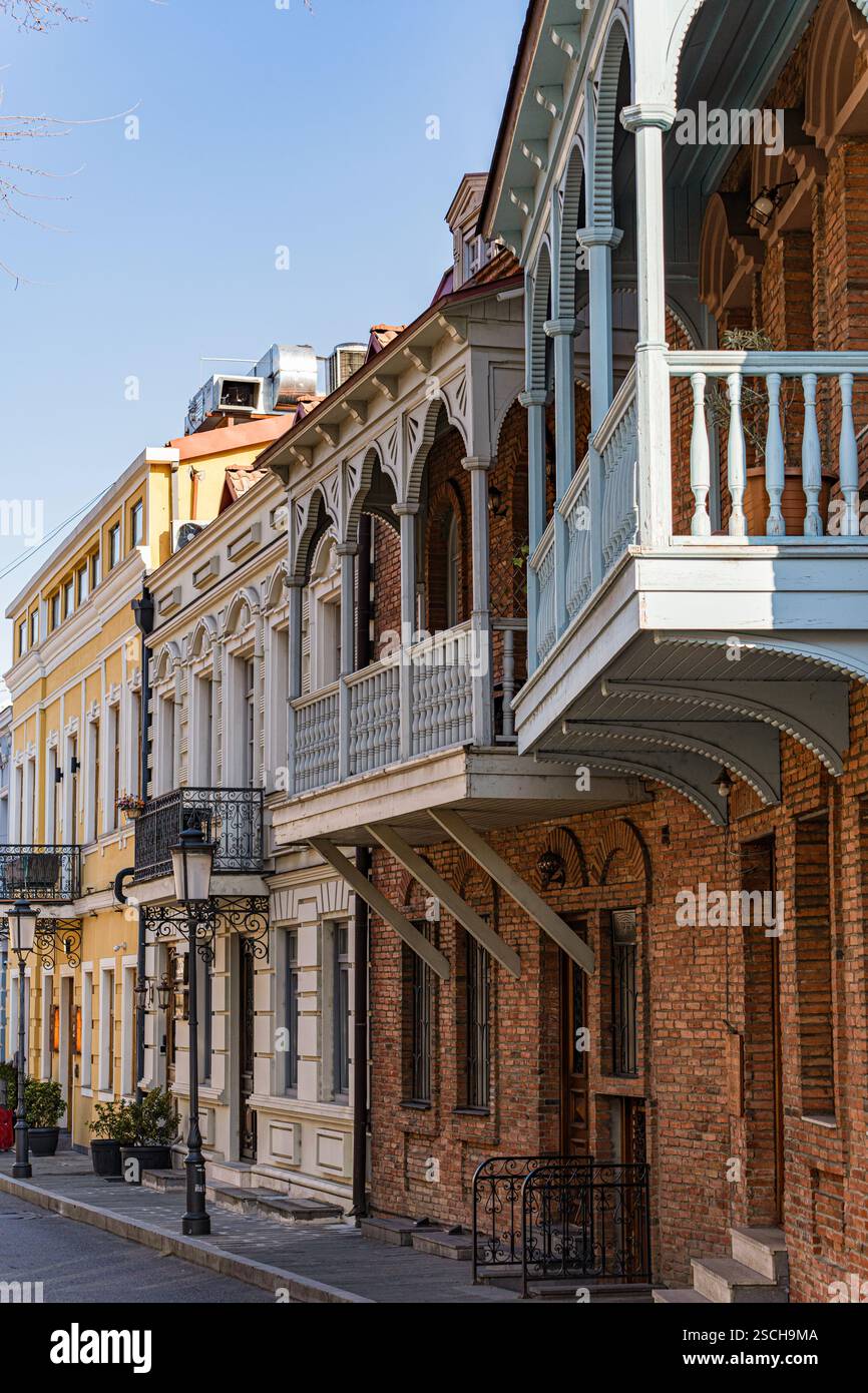 Architectural charm of downtown Tbilisi, showcasing beautiful facades ...
