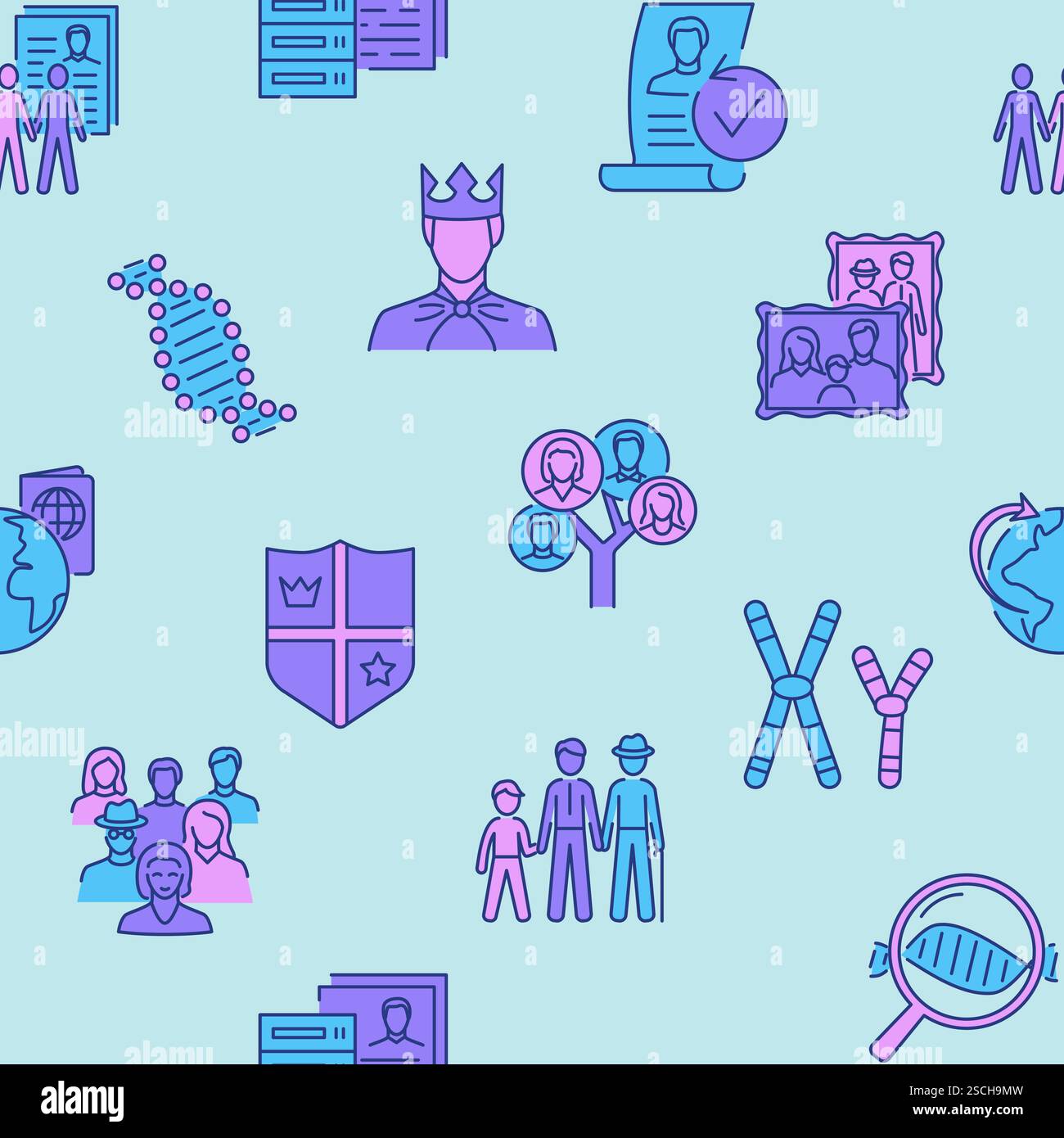 Family history and genealogy seamless pattern. Vector illustration ...