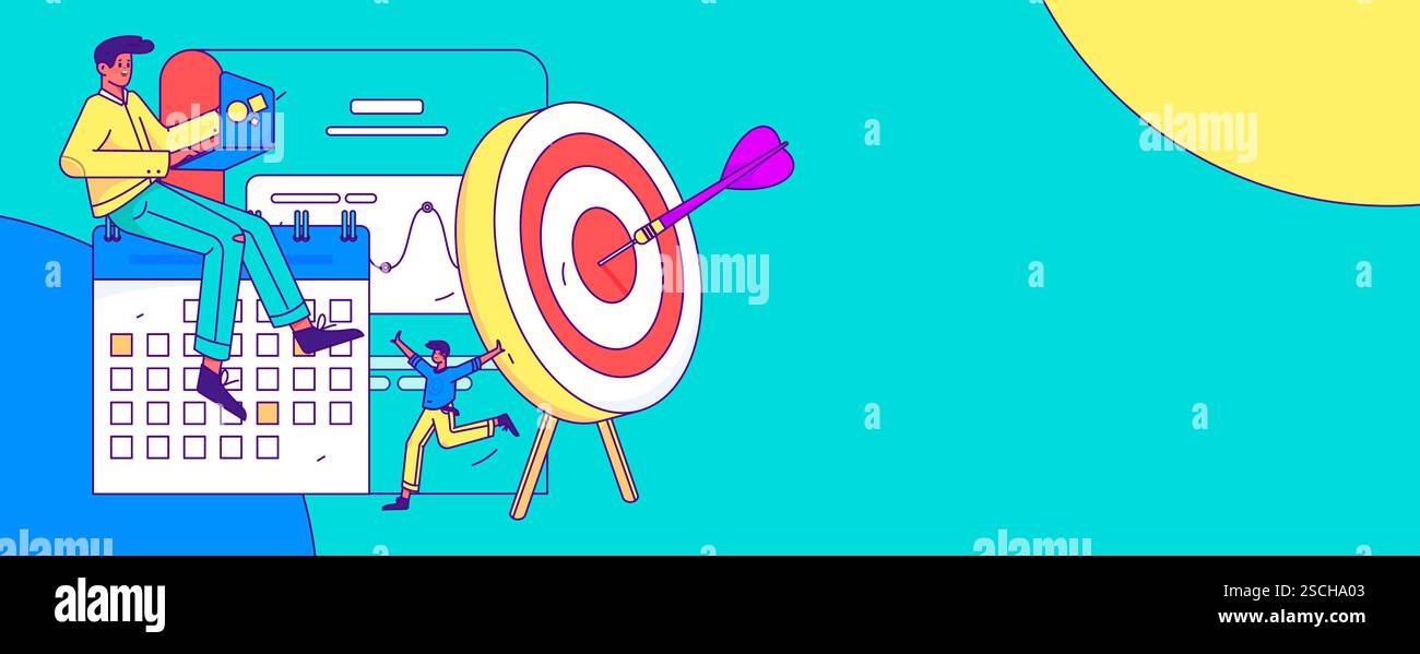 Flat vector illustration of business people operating work scene Stock ...