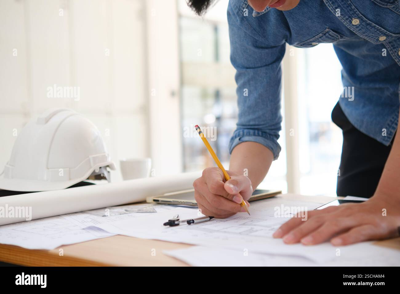 Architecture plans paper modern office hi-res stock photography and ...