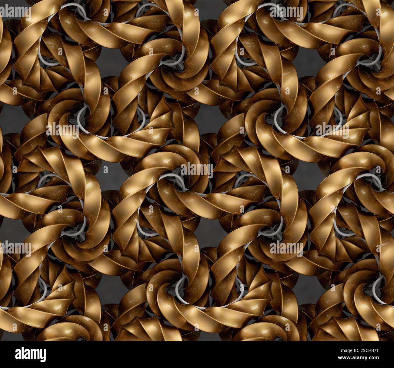 An exquisite, seamless 3D geometric pattern featuring intertwined gold ...