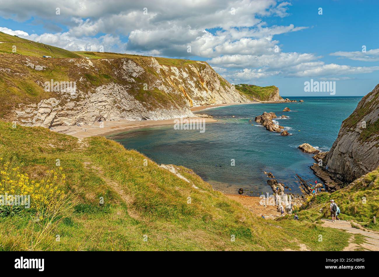 St. Oswalds Bay and Man O'War Cove at the Durdle Door Cliff Formation ...