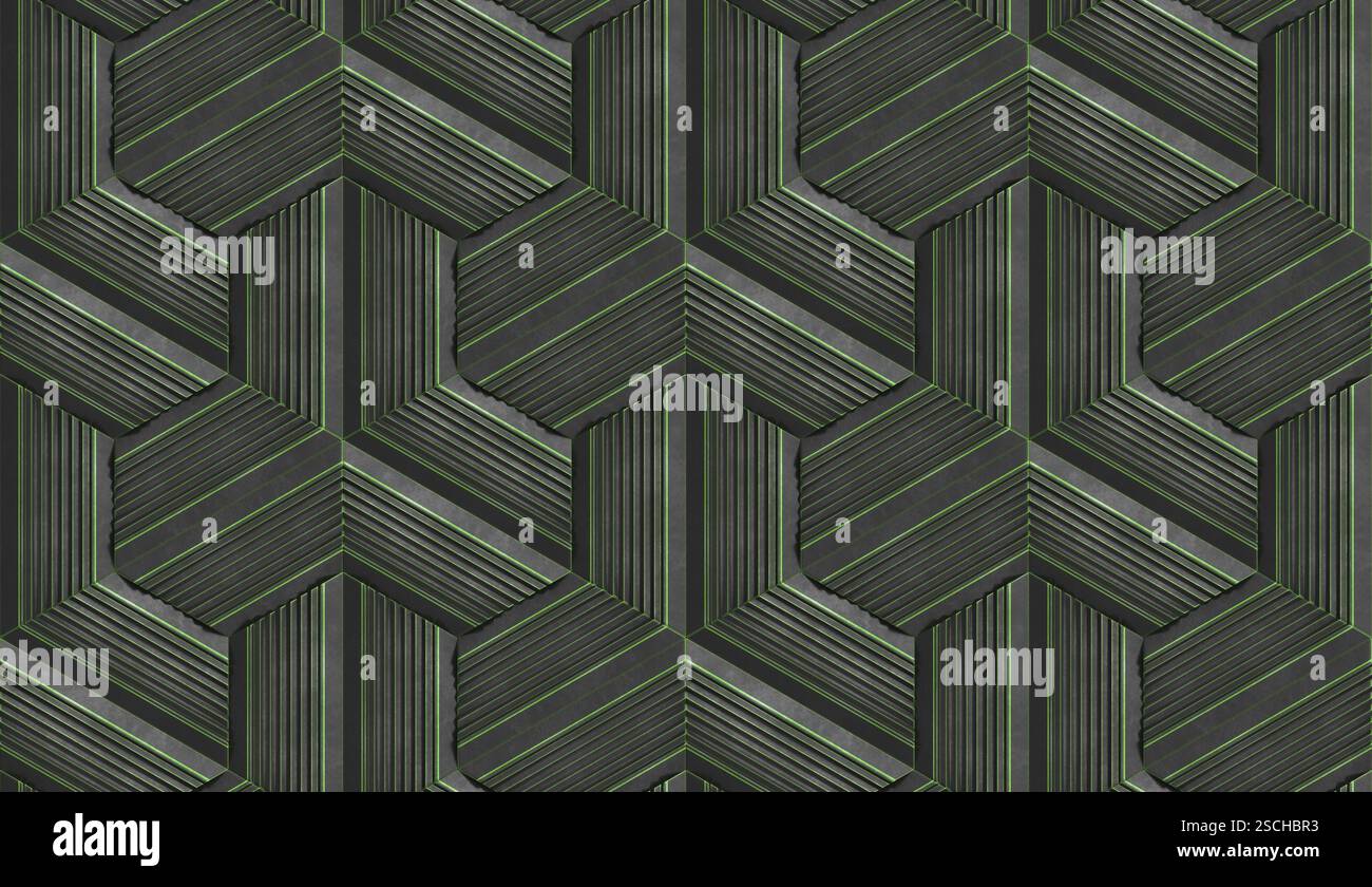 This 3D illustration showcases a mesmerizing hexagon stripes pattern ...