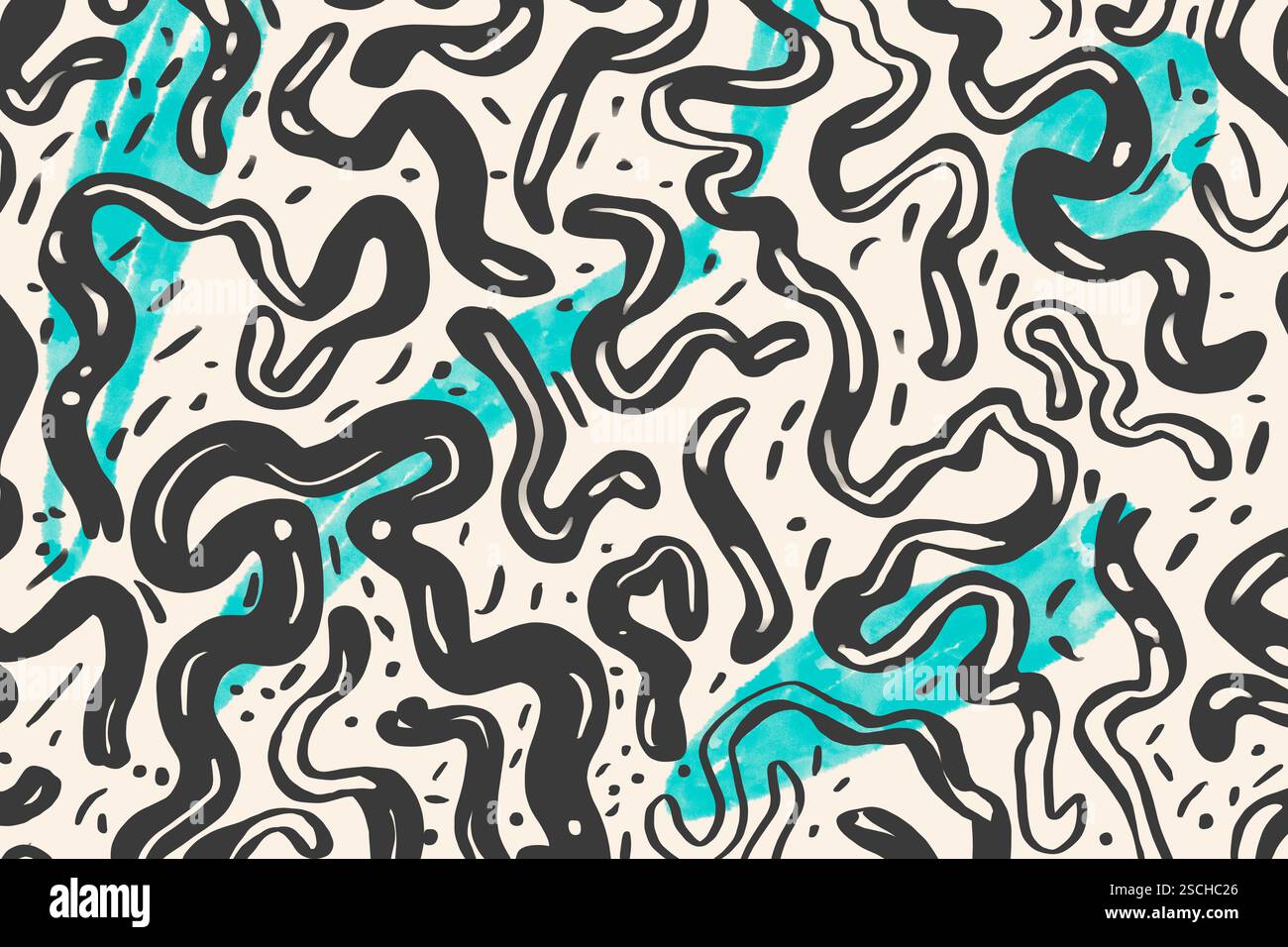 A dynamic abstract illustration featuring bold black curves interwoven ...