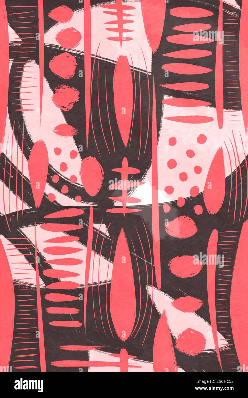 This image features an abstract and minimalistic design composed of red ...
