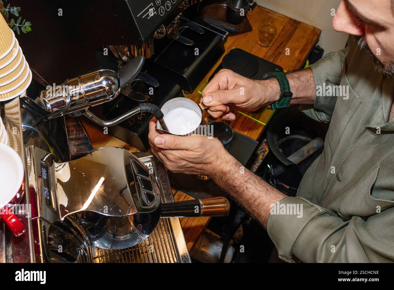 Barista using espresso machine from hi-res stock photography and images ...