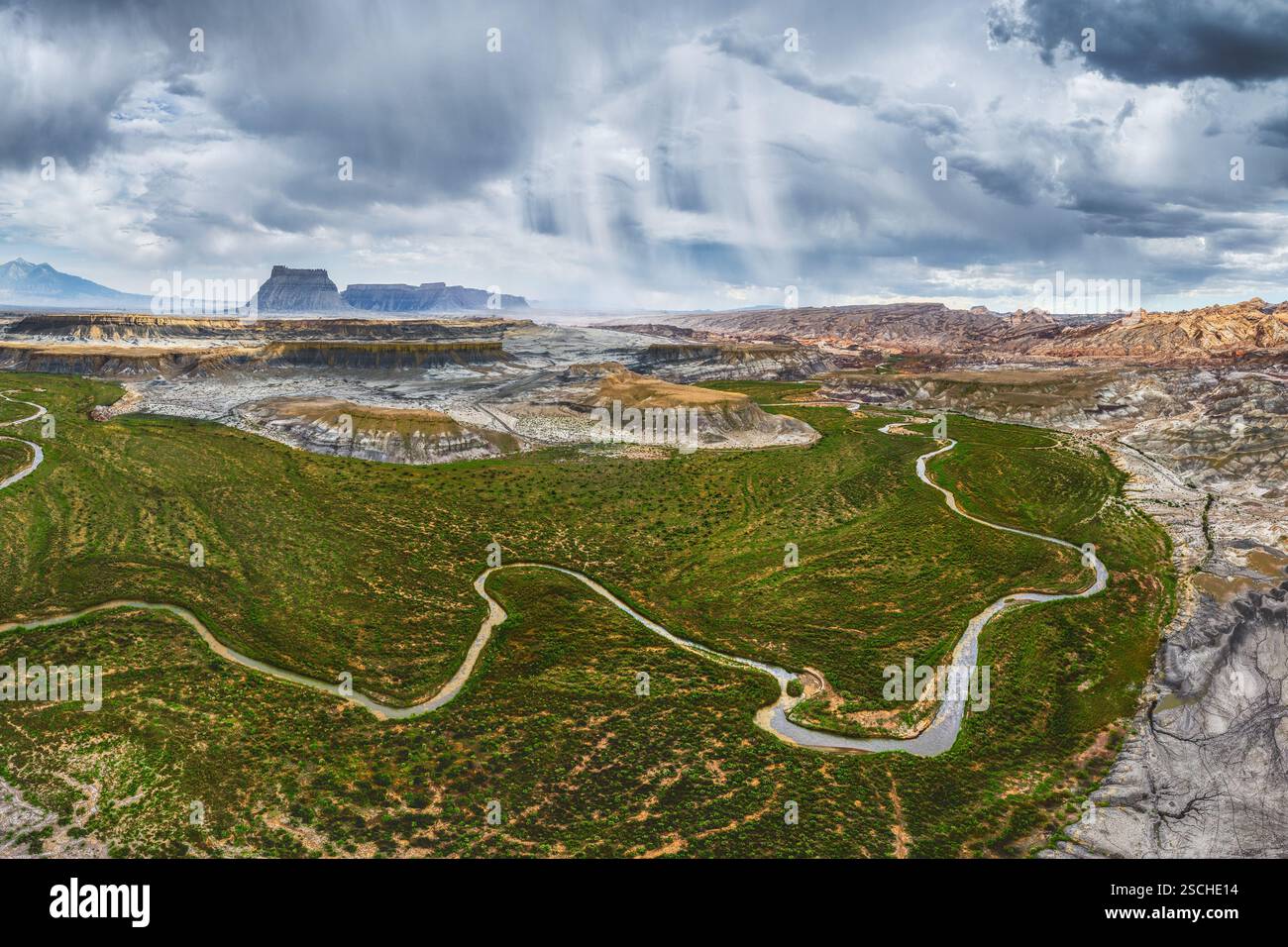 Overhead drone shot capturing the expansive and rugged terrain of ...