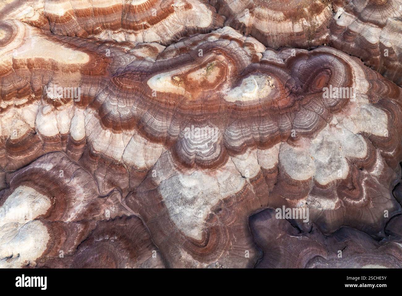 Aerial view highlights the intricate patterns and layers of bentonite ...