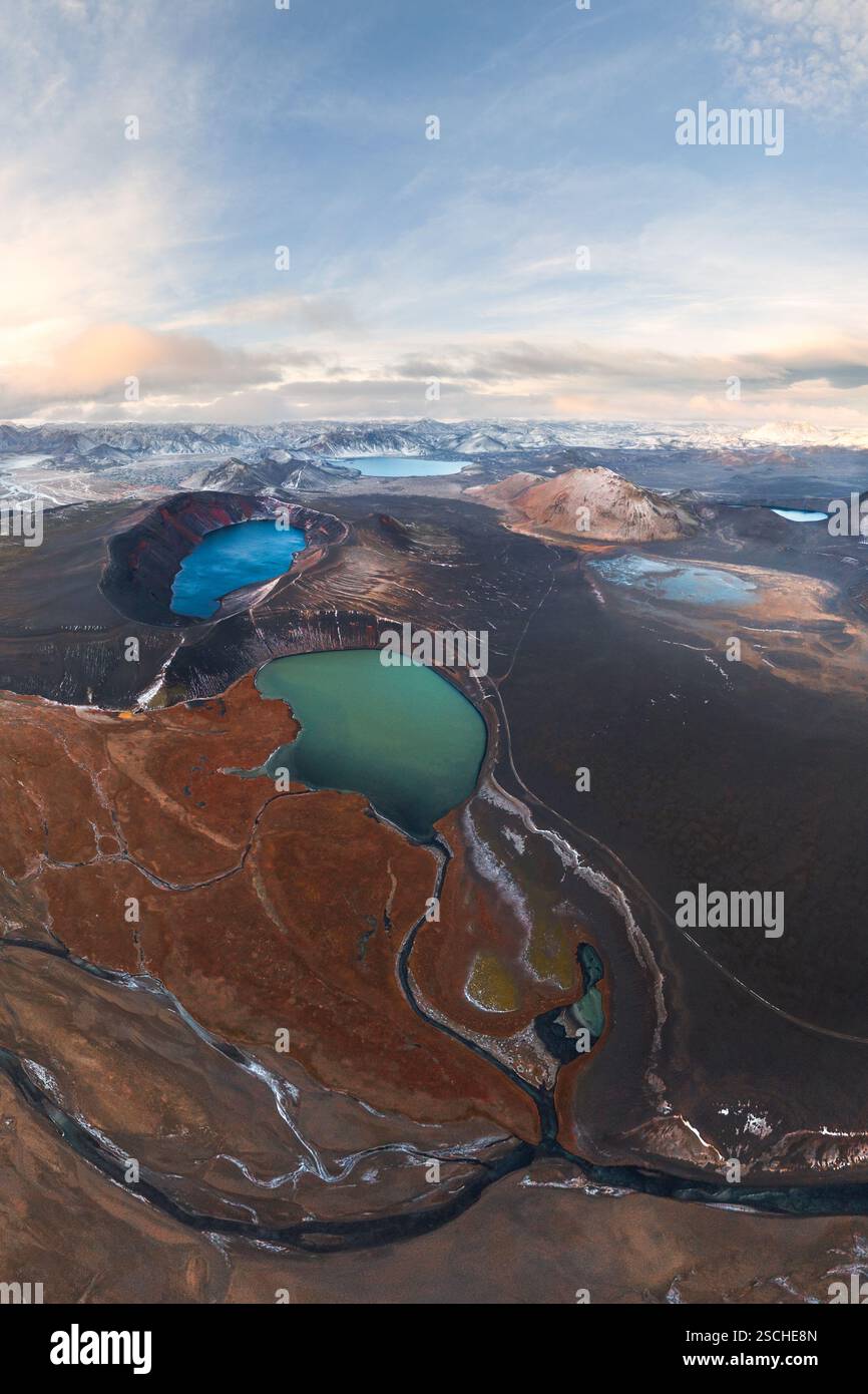 A stunning aerial view of the Iceland Highlands showcasing vibrant ...