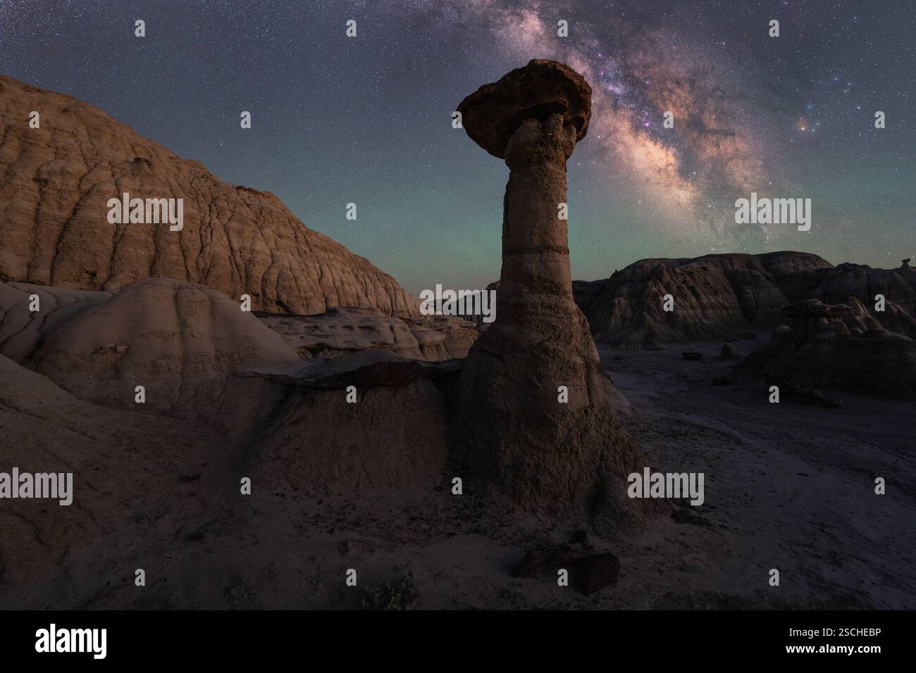 A mesmerizing night view in Goblin Valley State Park, Utah. The Milky ...